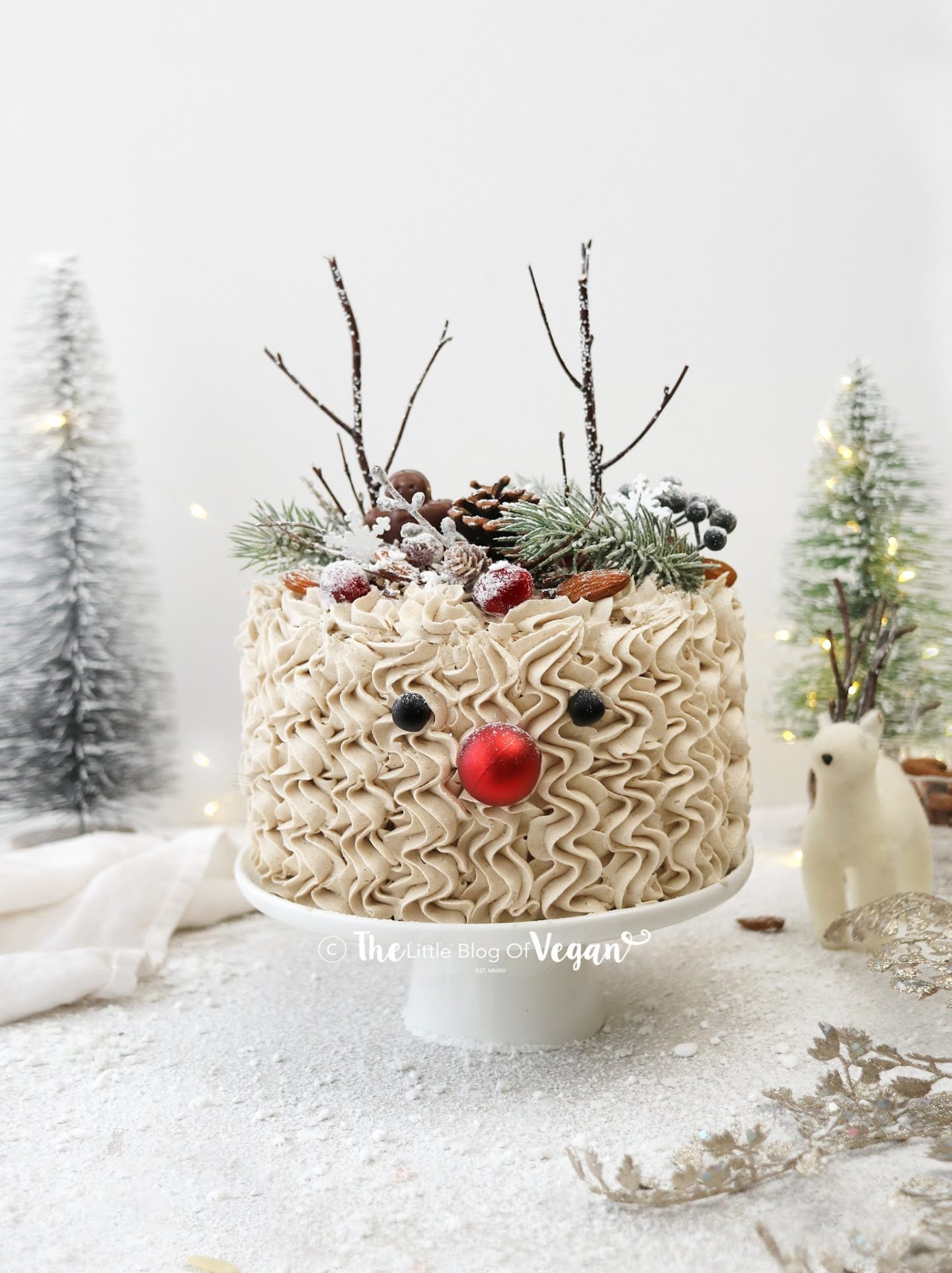 No-Bake Rocky Road Reindeer Cake - The Little Blog Of Vegan