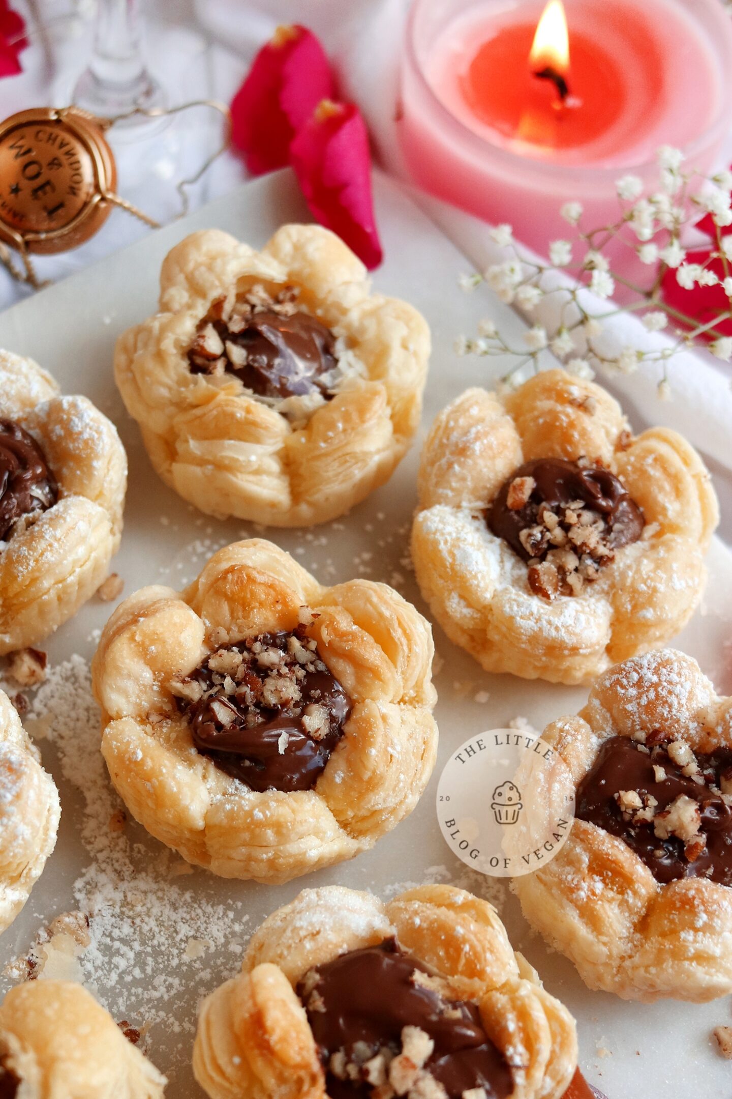 Vegan Nutella Puff Pastry Flowers - The Little Blog Of Vegan
