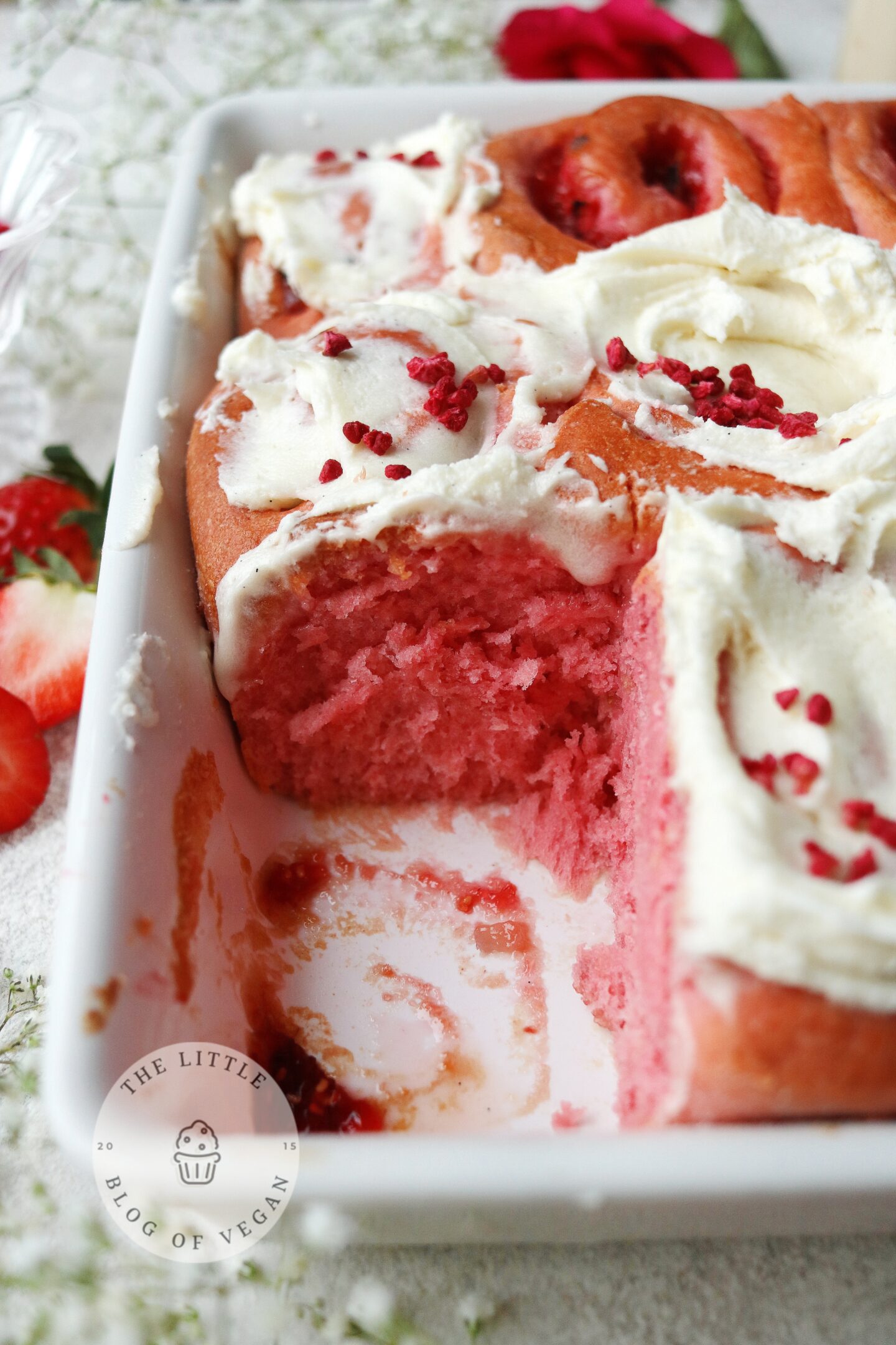 Vegan Pink Cinnamon Rolls - The Little Blog Of Vegan