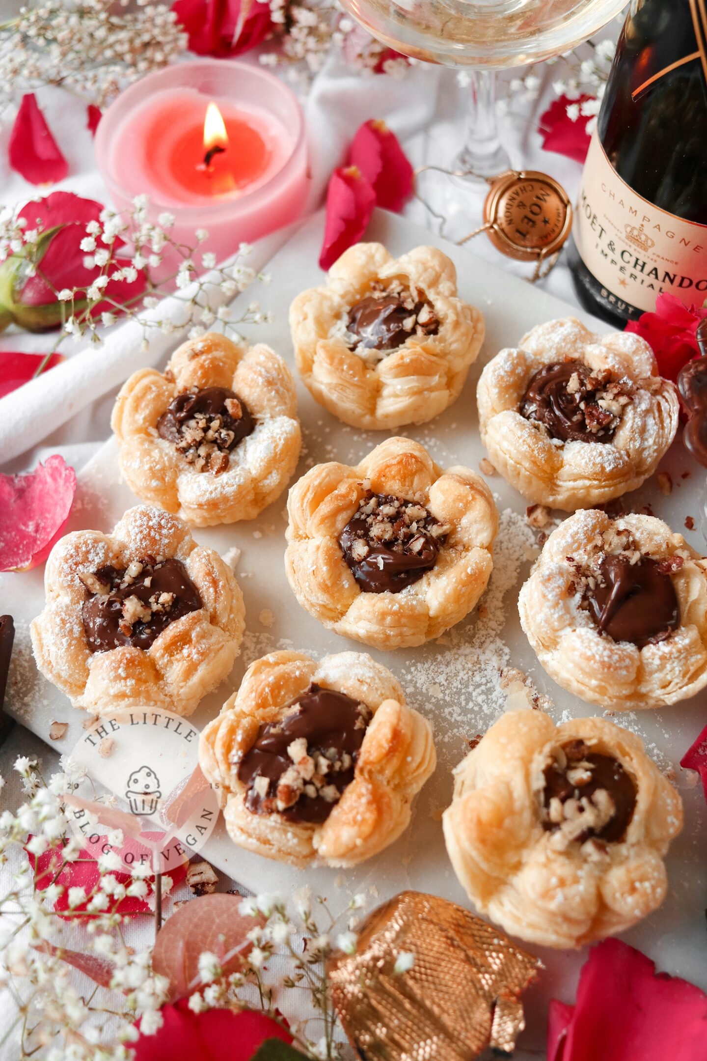 Vegan Nutella Puff Pastry Flowers - The Little Blog Of Vegan