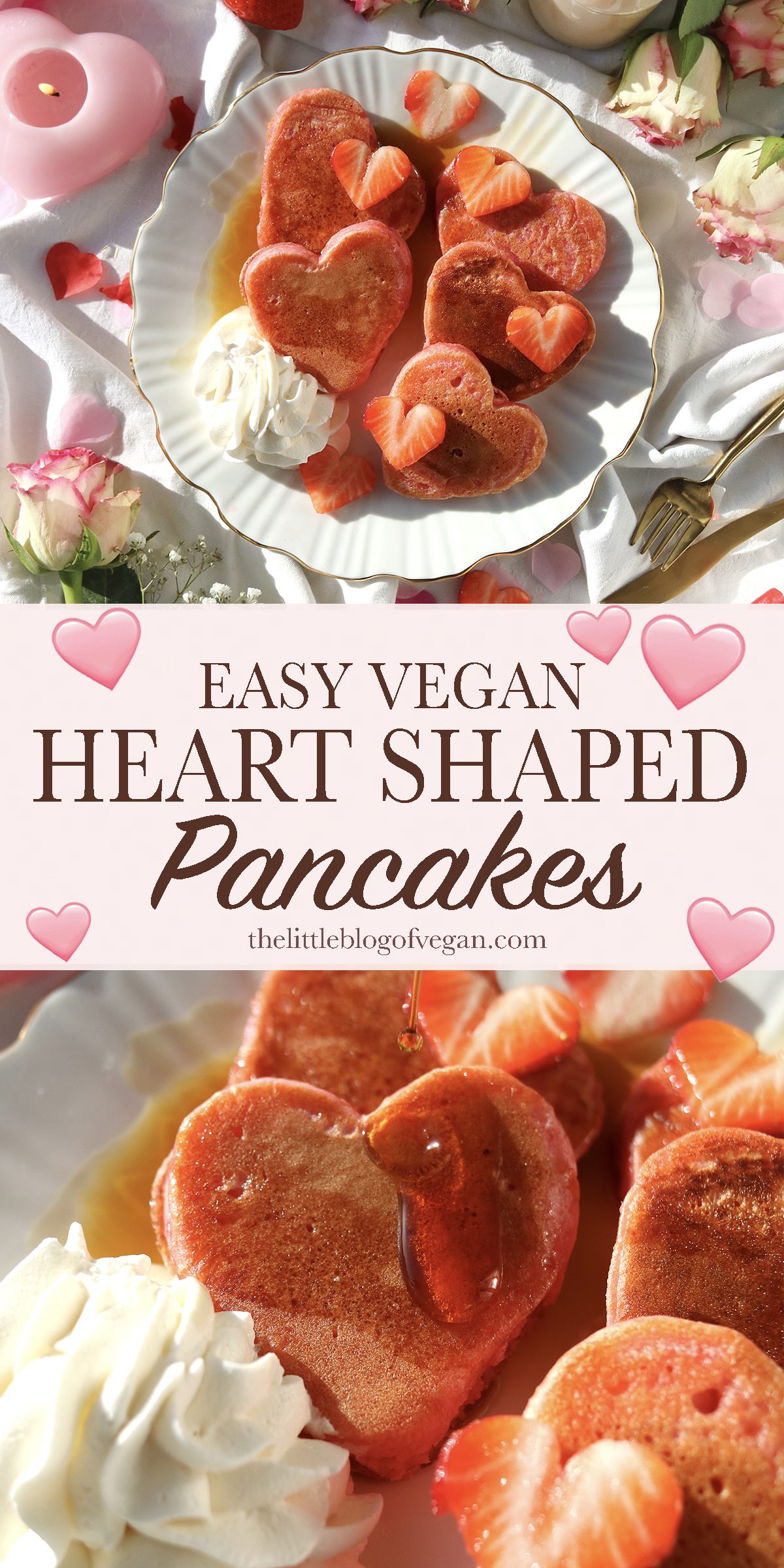 Vegan Heart Shaped Pancakes - The Little Blog Of Vegan