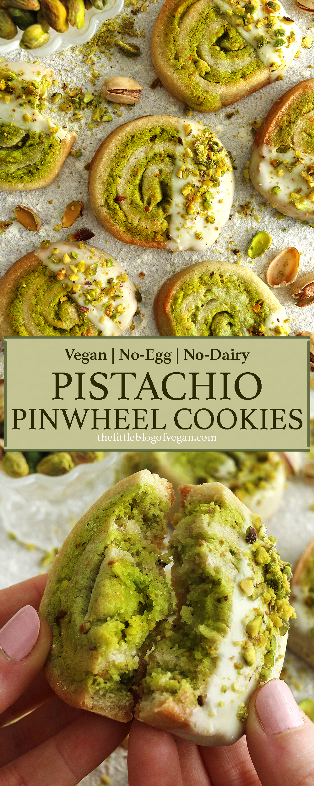 Vegan Pistachio Pinwheel Cookies - The Little Blog Of Vegan