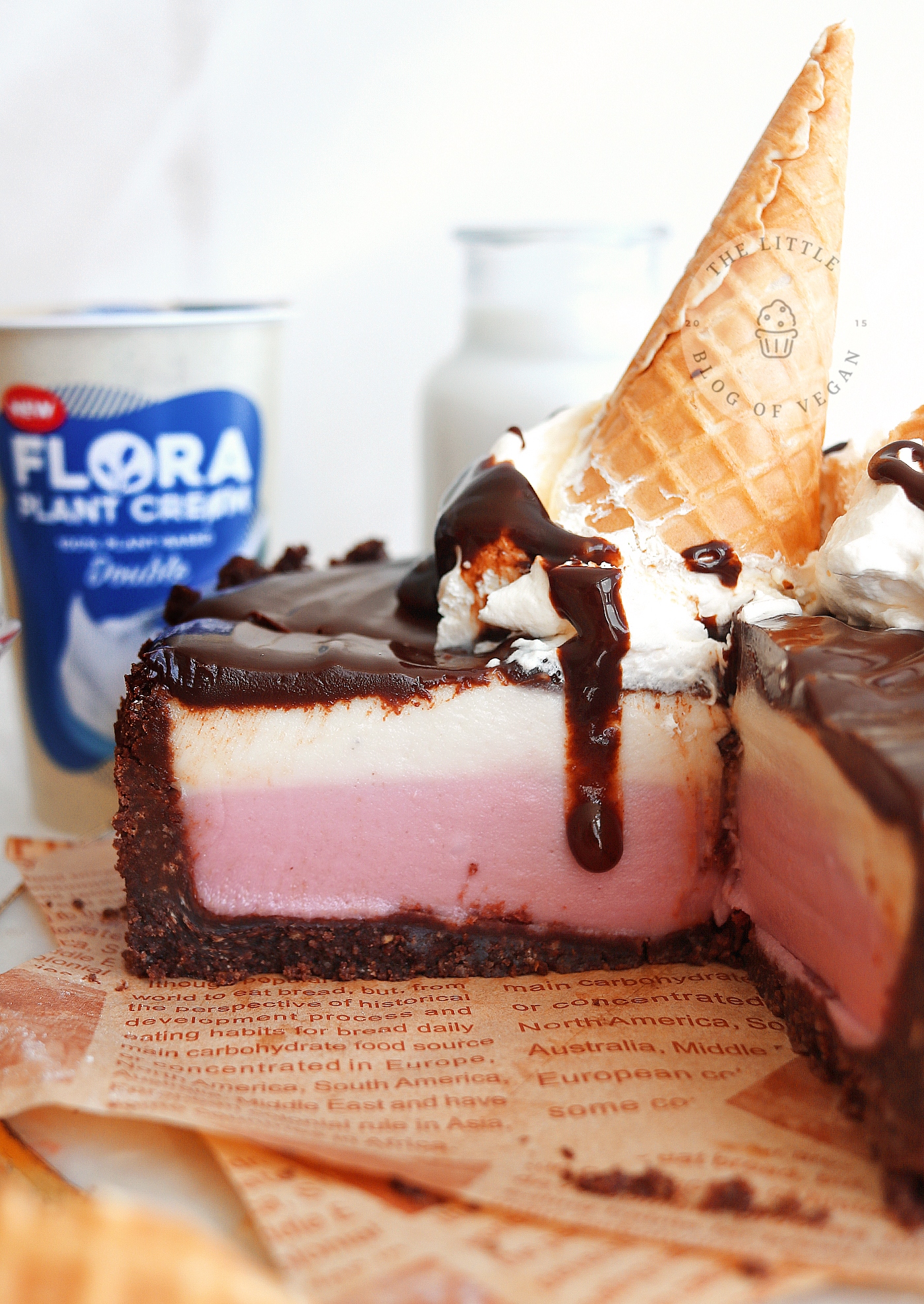 No-Bake Neapolitan Cheesecake - The Little Blog Of Vegan