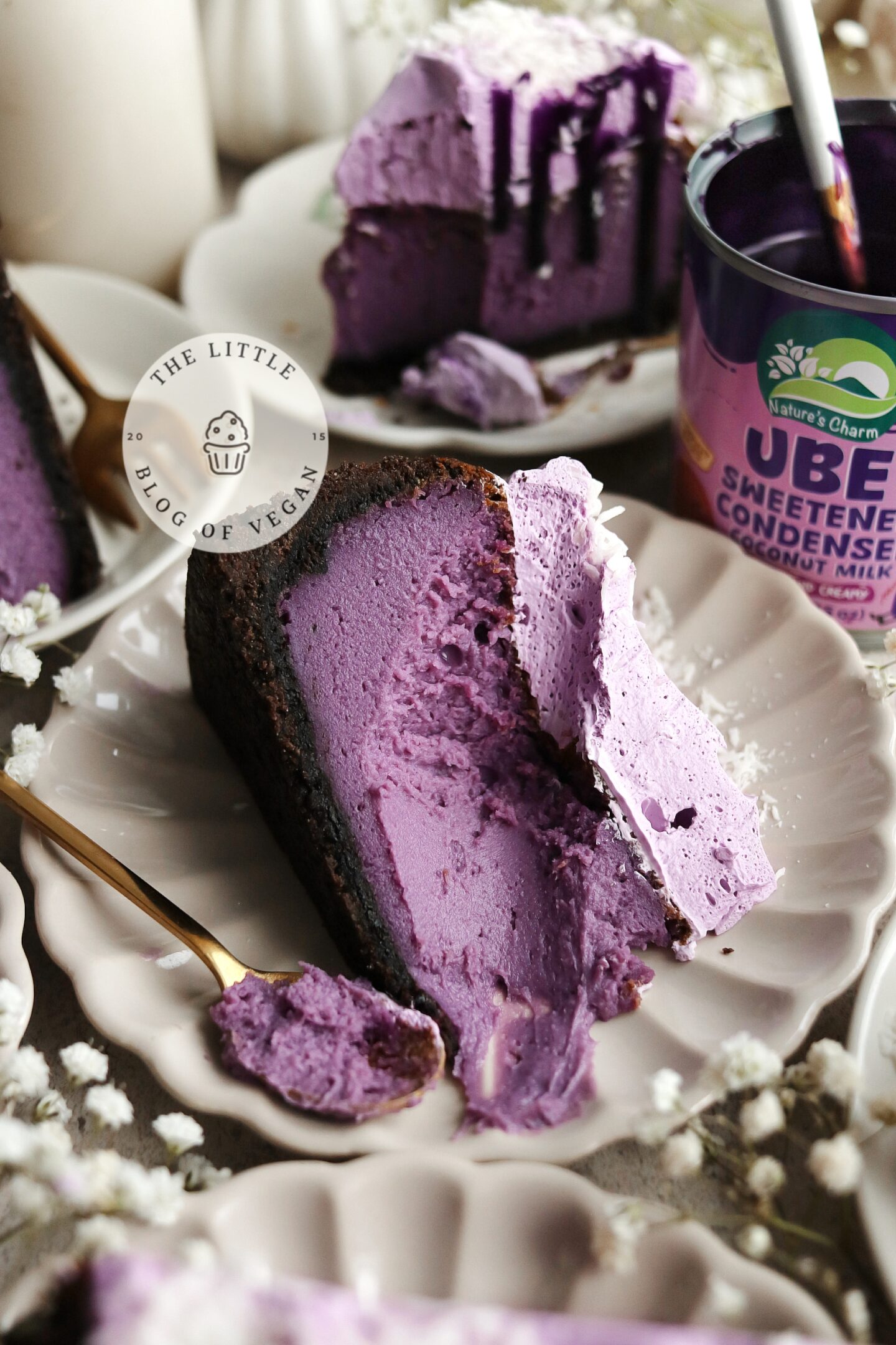 Vegan Baked Ube Cheesecake - The Little Blog Of Vegan