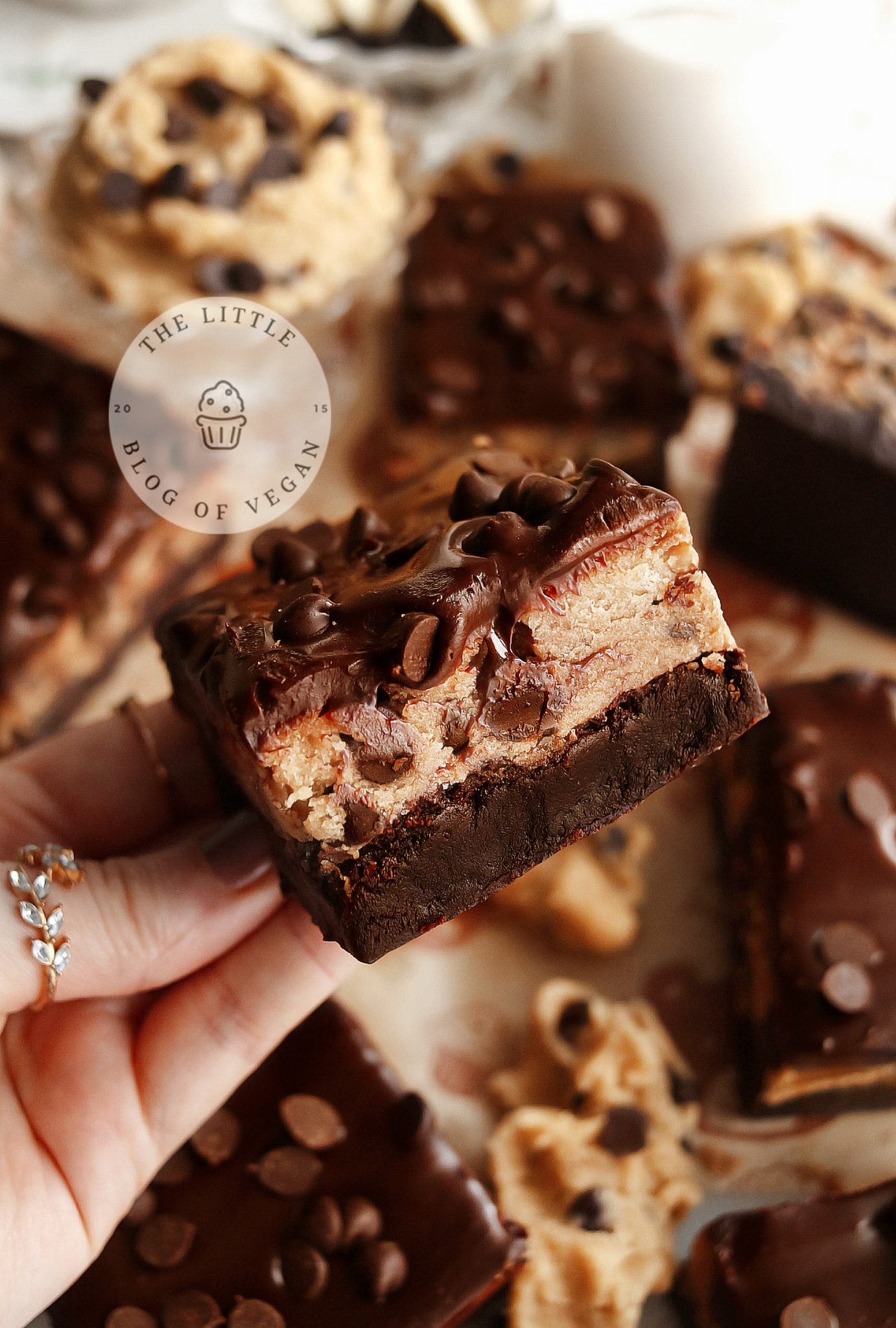 Vegan Cookie Dough Brownies - The Little Blog Of Vegan